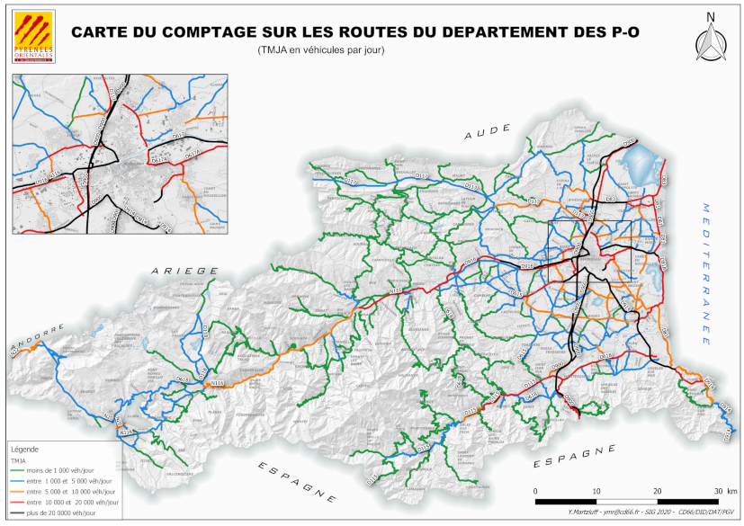 Données SIG de Comptages Routiers sur la voirie départementale des P.O ...